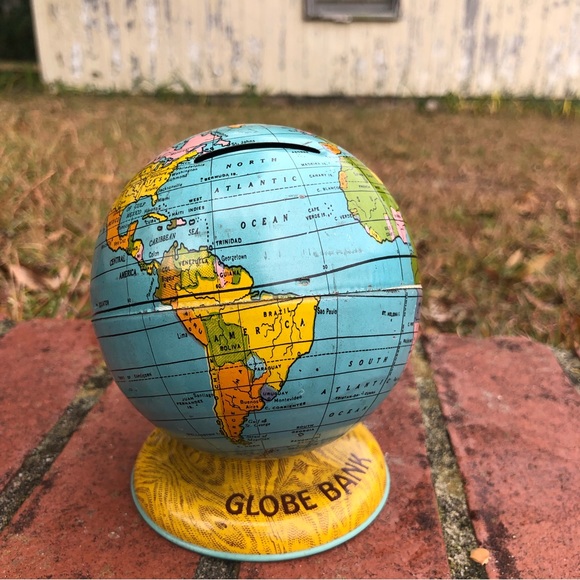 J Chein & Co | Other | Early 95s Vintage Tin World Bank Made In The Usa ...